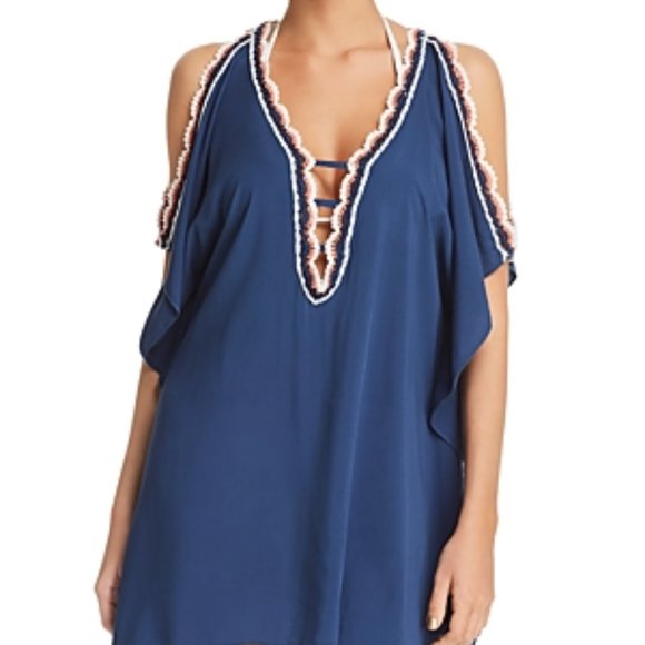 BECCA | Swim | Becca Womens Medina Crochet Trim Cold Shoulder Tunic Top ...